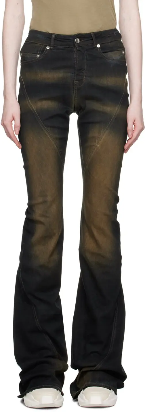 Rick Owens Black & Brown Bias Bootcut Jeans In 84 Mud - 45% Off